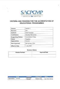 SACPCMP CRITERIA AND PROCESS FOR THE ACCREDITATION OF EDUCATIONAL ...