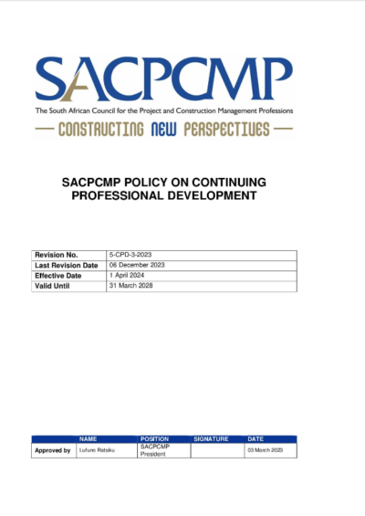 SACPCMP POLICY ON CONTINUING PROFESSIONAL DEVELOPMENT - SACPCMP